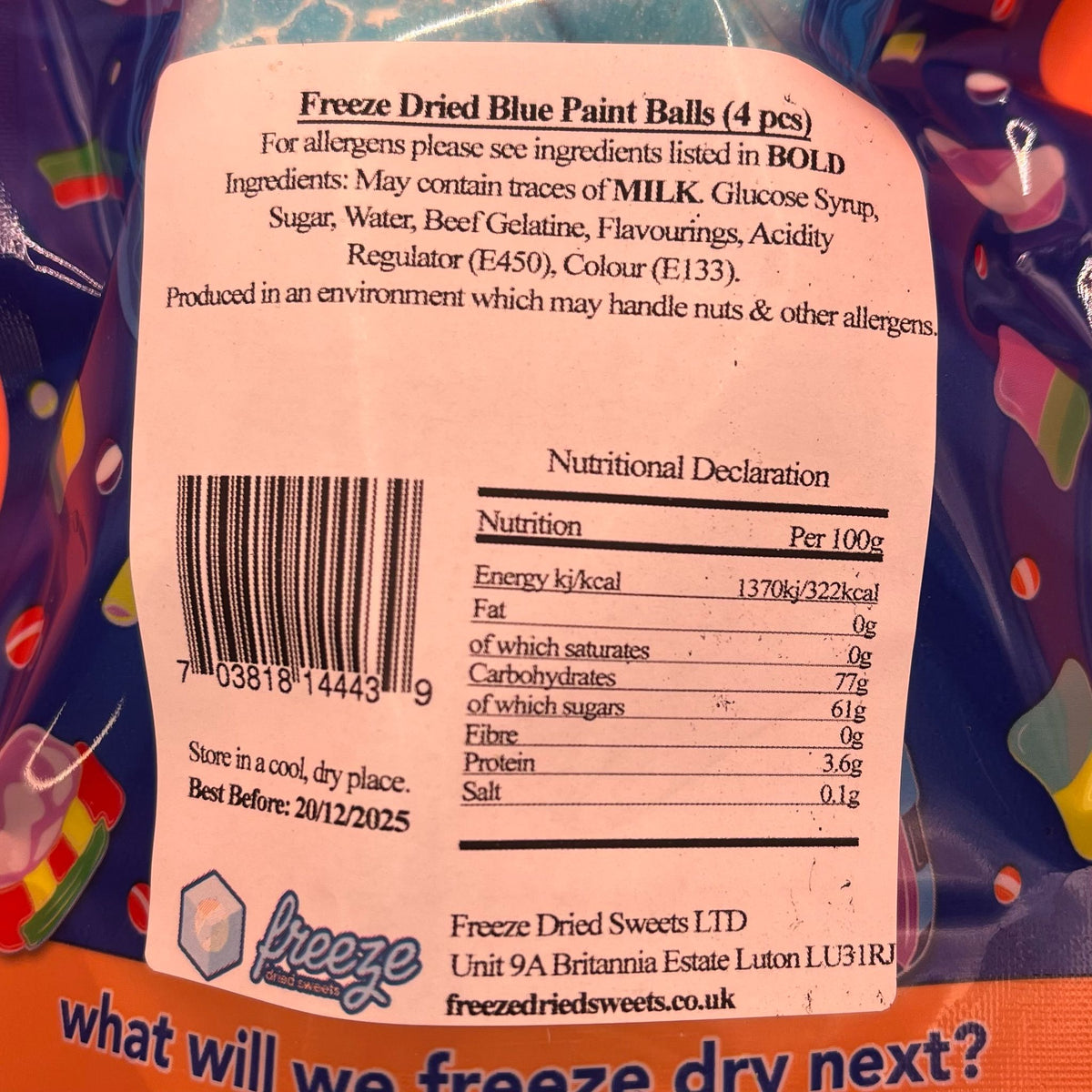 Blue Paint Balls x4 - Freeze Dried Sweets– Sweet Mouthful Mixes