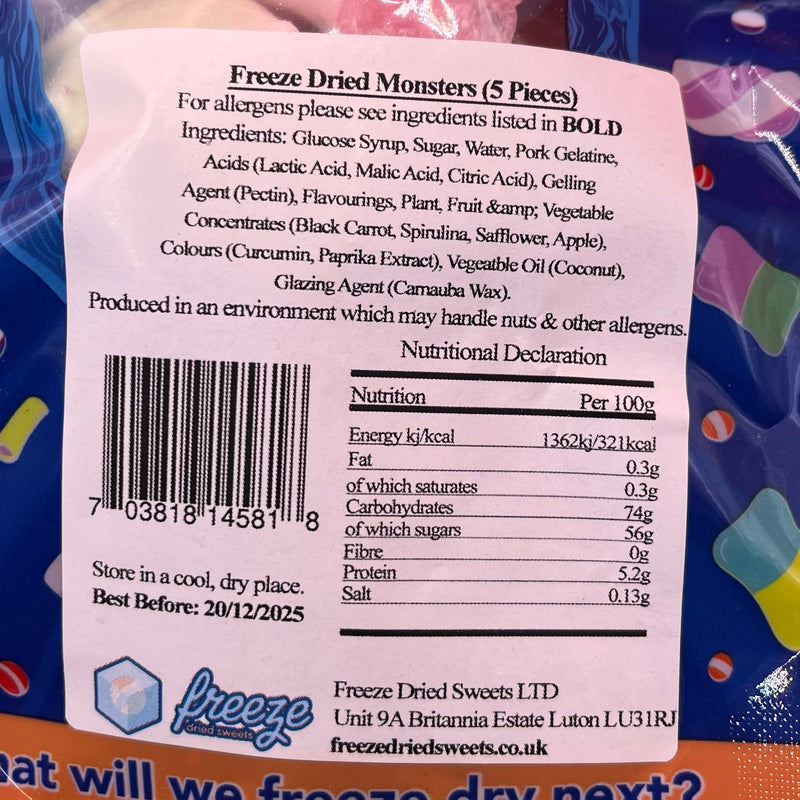 Monsters 5 Pieces - Freeze Dried Sweets– Sweet Mouthful Mixes